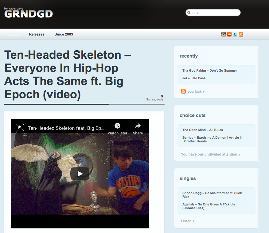 GrandGood Premieres New Video – TEN-HEADED SKELETON